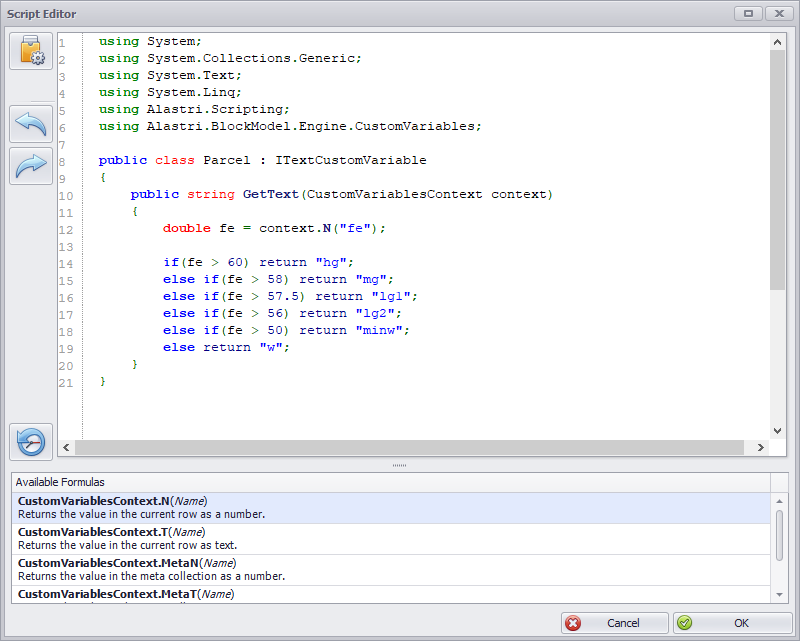 Block Model Custom Variables