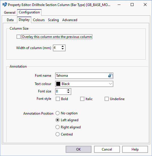 Section Column Property Editor